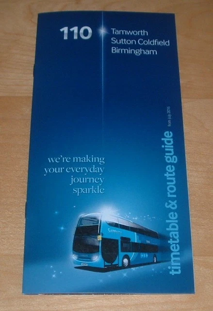 ARRIVA BUSES MIDLANDS Bus Timetable - Sapphire Route 110 Birmingham To ...