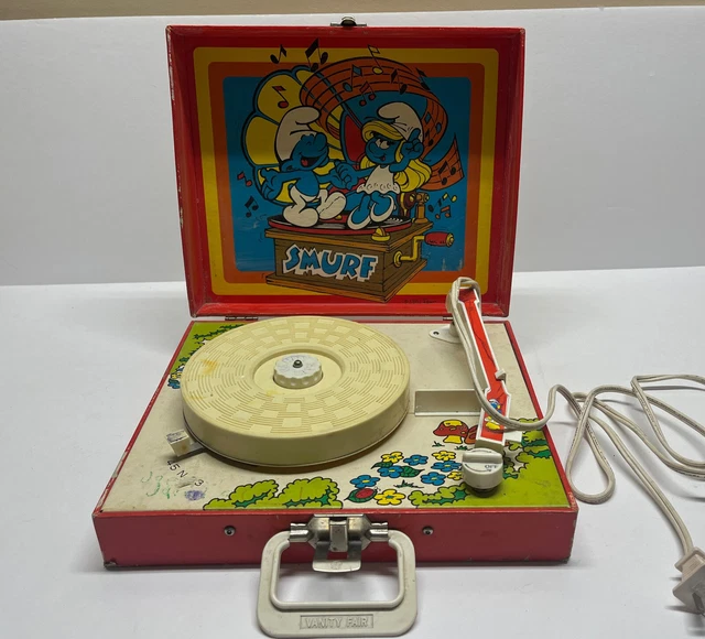VINTAGE 1983 VANITY Fair Smurf Portable Record Player £46.52 - PicClick UK