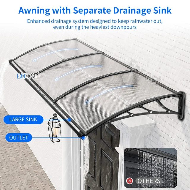 NEW UPGRADE DOOR Canopy Awning Front Porch Outdoor Window Rain Shelter ...