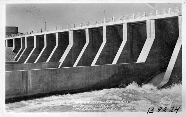 WATER FLOWING FROM Imperial Dam Imperial Valley, California OLD PHOTO ...
