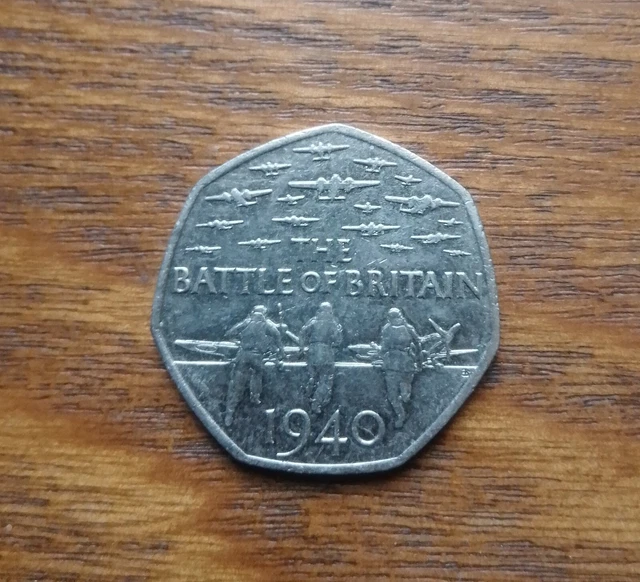 RARE 75TH ANNIVERSARY of The Battle of Britain 50 pence (50p) coin 2015 ...