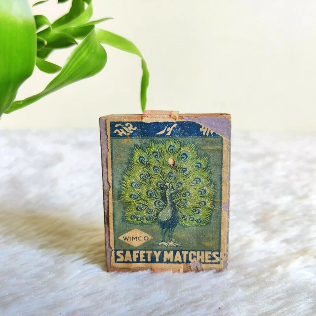 1930S VINTAGE PEACOCK Graphics Wimco Sealed Advertising Safety Match ...