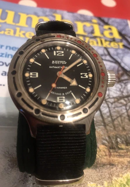 VOSTOK RUSSIAN MILITARY Amphibian Diver Watch Mechanical Movement USSR ...