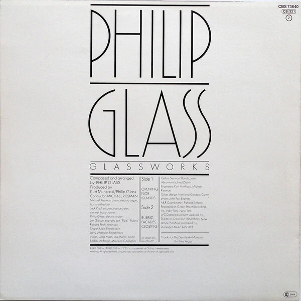PHILIP GLASS - Glassworks (LP, Album) £26.99 - PicClick UK