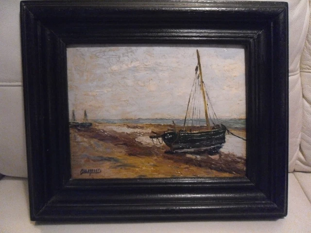 ANCIEN TABLEAU DE marine bateaux huile sur panneau carton signé P. OLBRECHTS EUR 79,00 - PicClick FR
