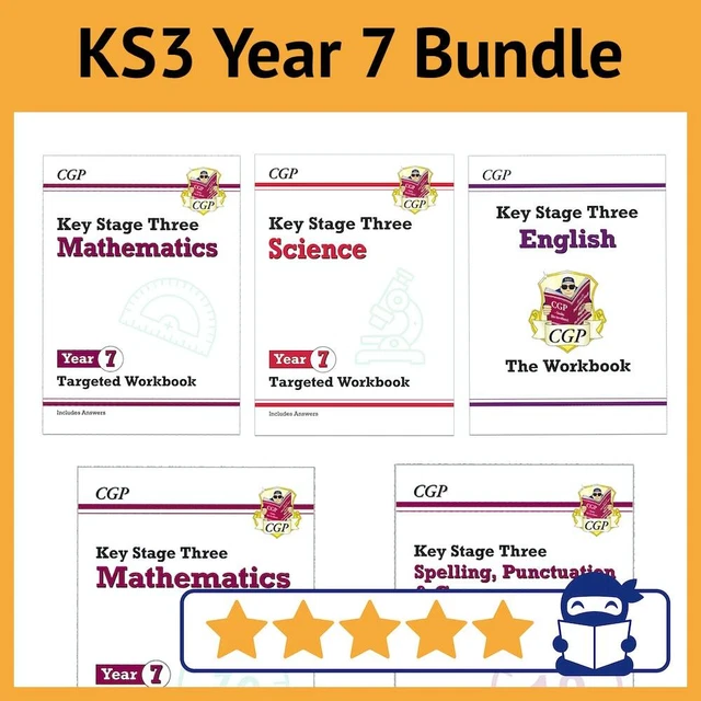 KS3 YEAR 7 Maths English Science Workbook Bundle with Answers CGP NEW £ ...