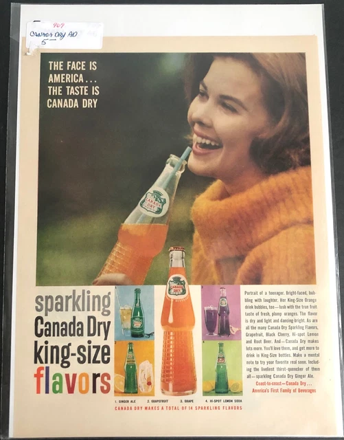 VINTAGE CANADA DRY Print Ad "The Face Is America" Art Poster For ...