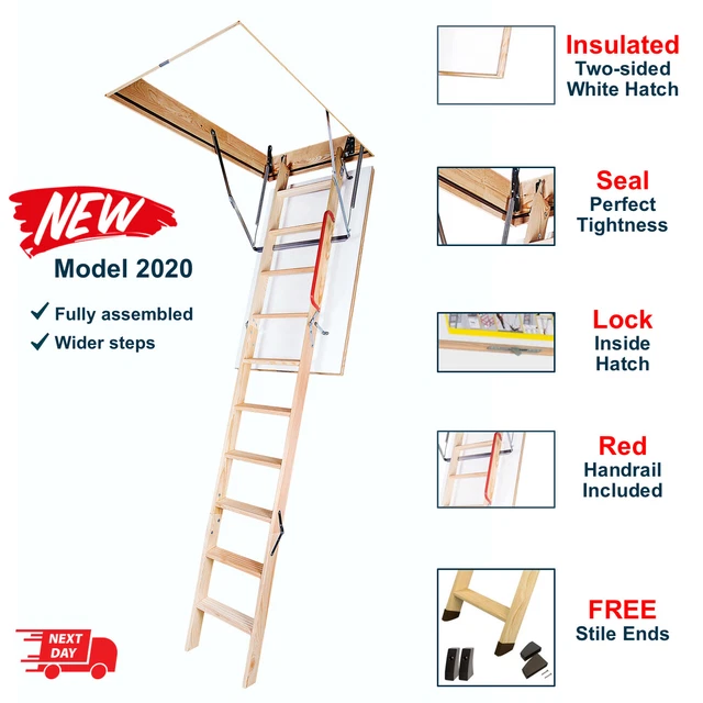 OPTISTEP WOOD TIMBER Folding Loft Ladder Hatch 70cm x 120cm (280cm ...
