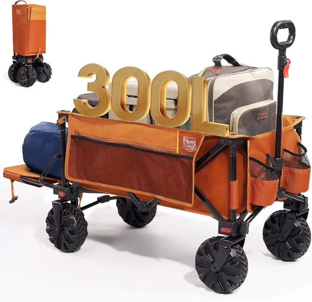 TIMBER RIDGE FESTIVAL Trolley, 300L Folding Beach Trolley Cart Orange £ ...