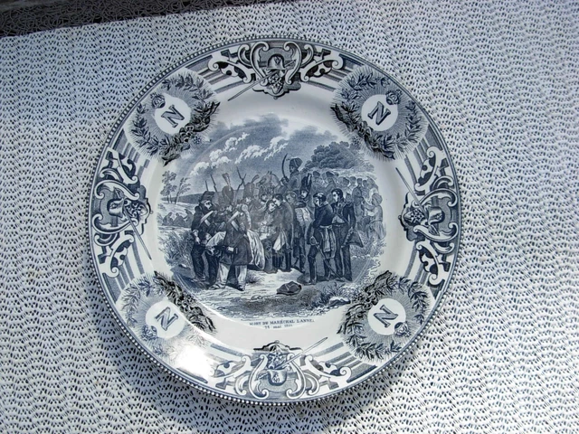ASSIETTE PARLANTE ANCIENNE signé BOCH Napoléon mort du Maréchal Lannes ...