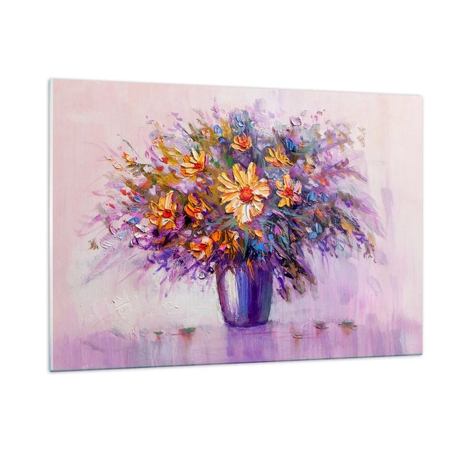 IMPRESSION SUR VERRE 120x80cm Tableaux Image Photo fleurs vase Art ...