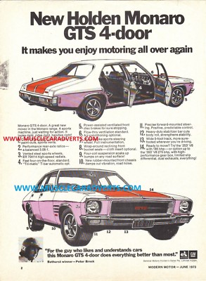 HK HOLDEN MONARO GTS 327 HQ Holden Monaro GTS 350 Poster Removed from a ...