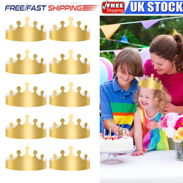 GOLD PAPER CROWNS Party King Crown Paper Hats Prince Princess Hat King ...