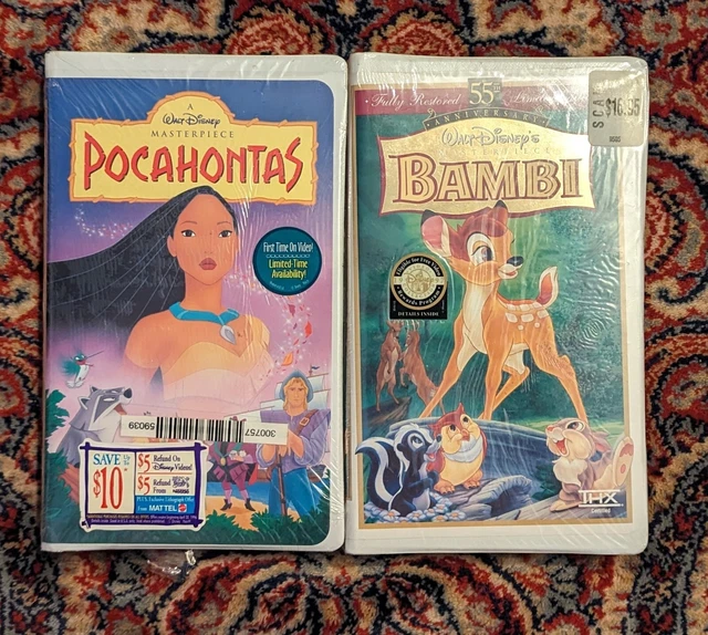 2 SEALED DISNEY VHS Tapes (Pocahontas) (Bambi) Slight Damage Or Tare ...