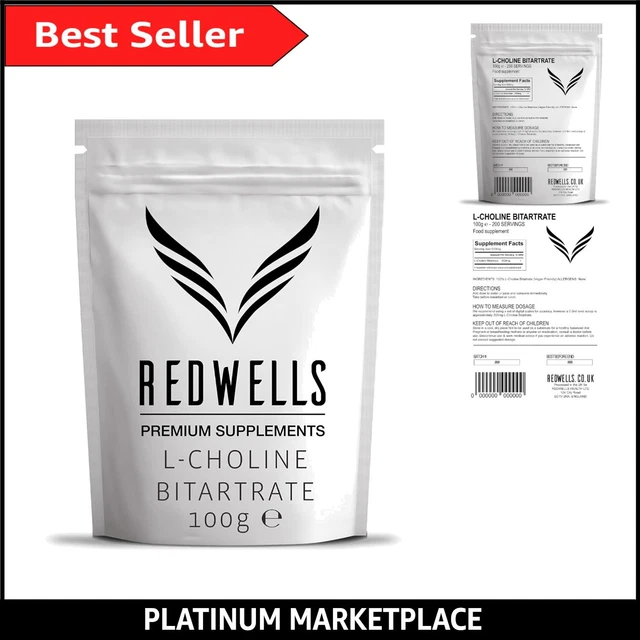 100G PURE CHOLINE Bitartrate Powder - Vegan Cognitive Enhancer - No ...