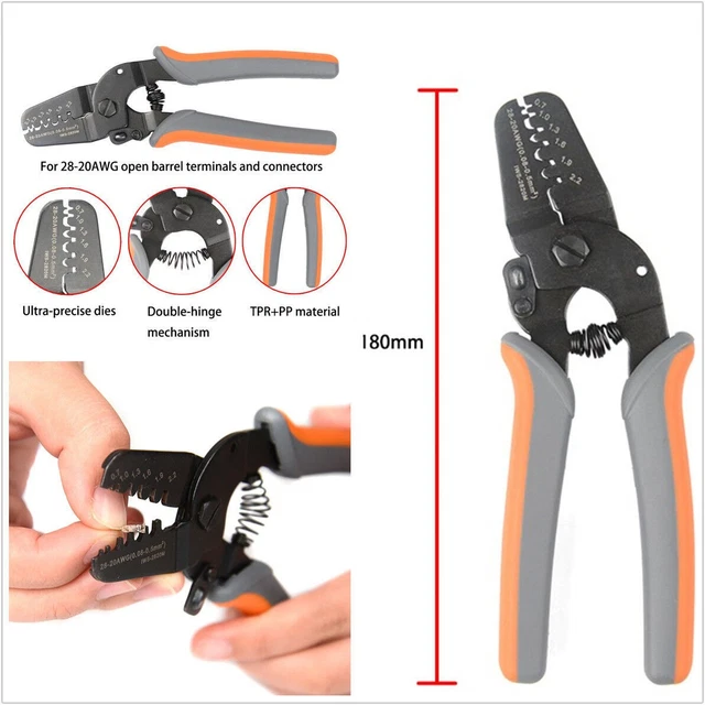 DOUBLE-HINGE MICRO OPEN Barrel Terminals Connectors Crimping Tool For ...
