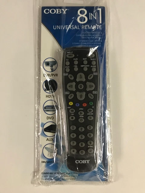 COBY 8-IN-1 UNIVERSAL REMOTE CONTROL CRC-02 (DVD/CD/DVR/Satellite/TV ...