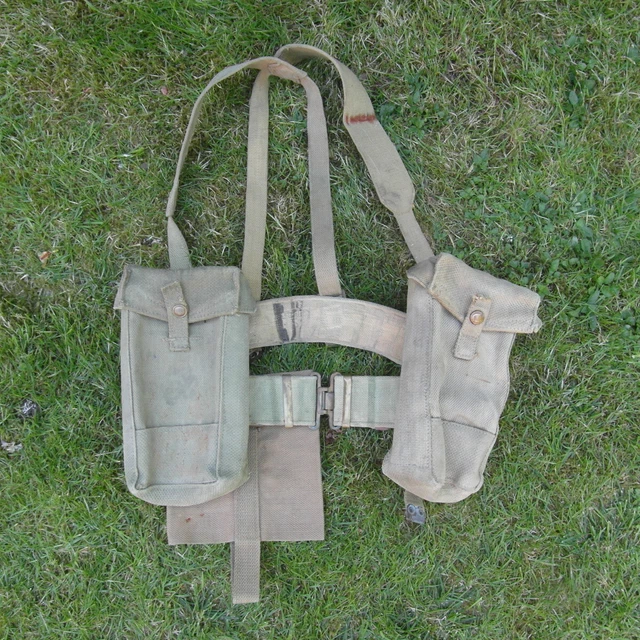 WW2 BRITISH ARMY 1937 37 Pattern Webbing Set Basic Pouches Belt Braces ...