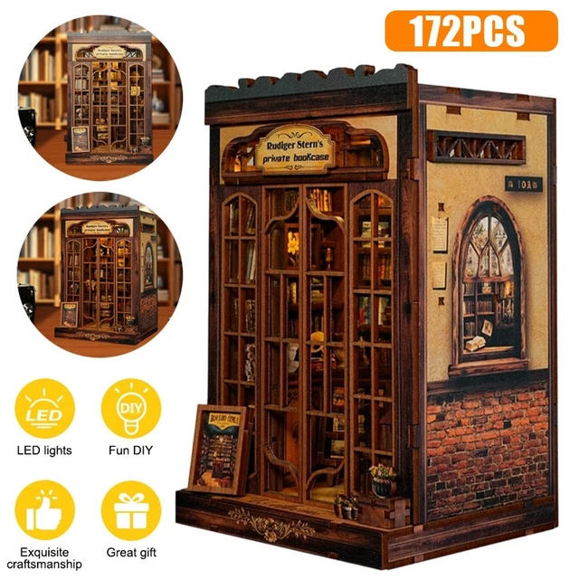 BOOK NOOK KIT DIY Miniature Library Dollhouse, Wooden 3D Puzzle ...