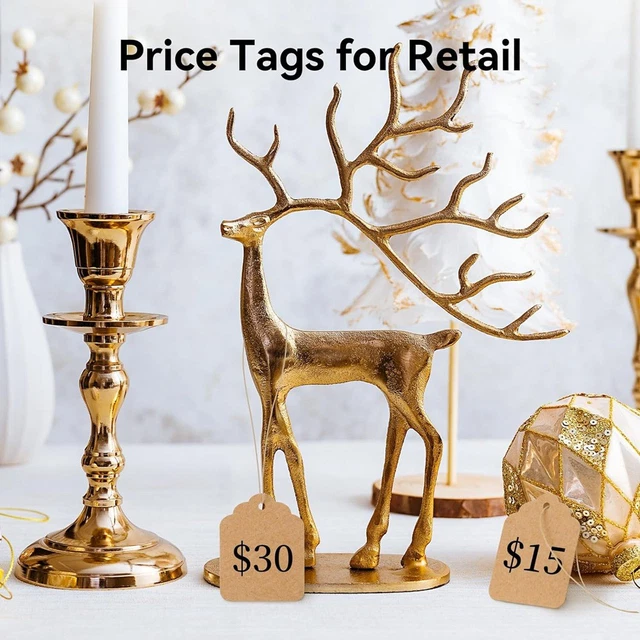 500PCS PRICE TAGS with String Attached Brown Gift Bags Tags Marking1423 ...