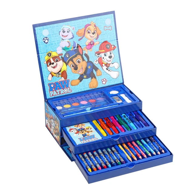 PAW PATROL COLOURING Tool Box Art Craft Set 52pcs Case Stationery Boys ...