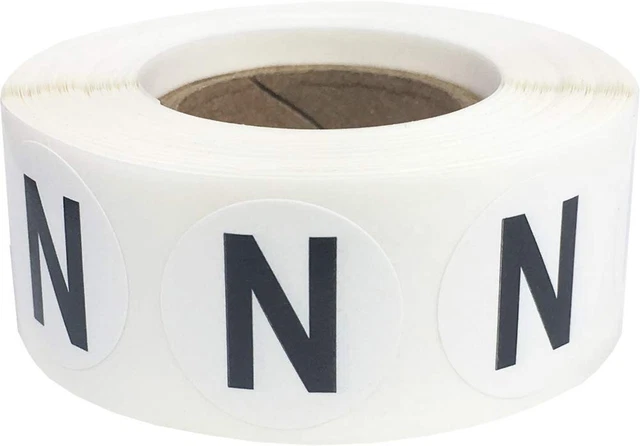 LETTER N INVENTORY Labels .75 Inch Round Circle Dots 500 Adhesive ...