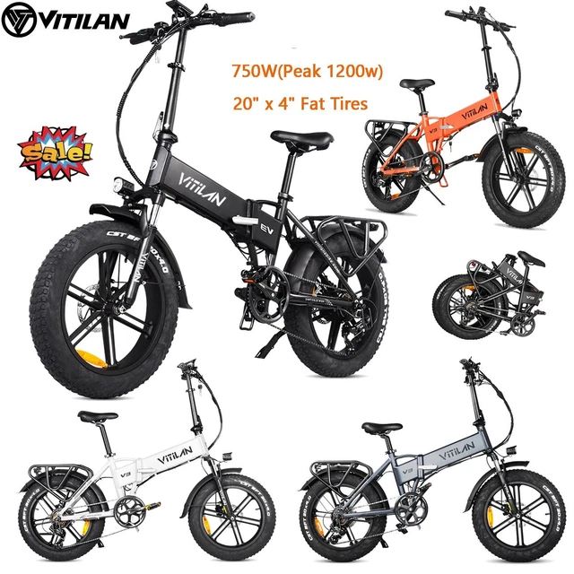 VITILAN V3 2.0 20in Fat Tire 750W Electric Folding Bike 13AH City E-bike 45km/h $1,649.00 ...