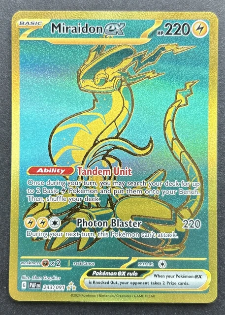 MIRAIDON EX 243/091 Paldean Fates Full Art Gold Hyper Rare Pokemon TCG ...