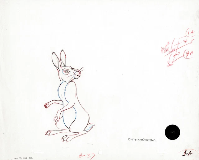 WATERSHIP DOWN 1978 Production Animation Cel Drawing with LJE COA 022 ...