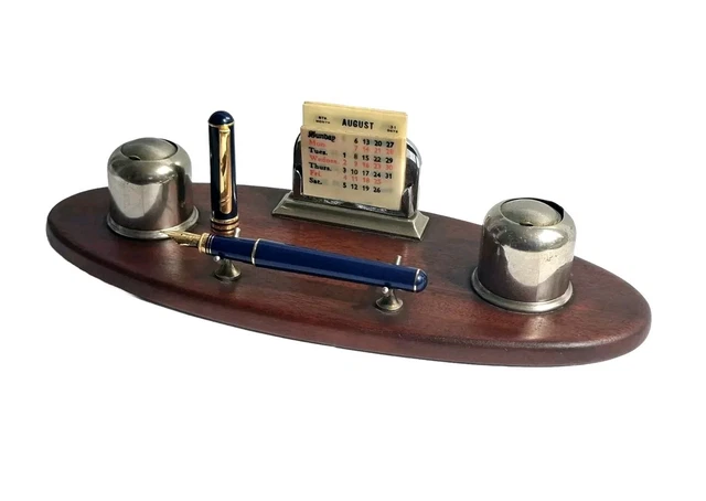 ANTIQUE MARITIME SHIP SS Sheila Desktop Inkwell Fountain Pen Perpetual ...