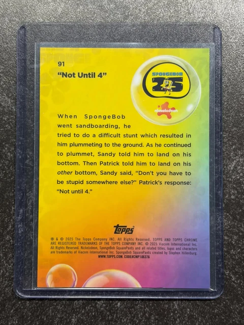 2025 TOPPS CHROME SpongeBob "Not Until 4" Gold Refractor 08/50 £62.48 ...