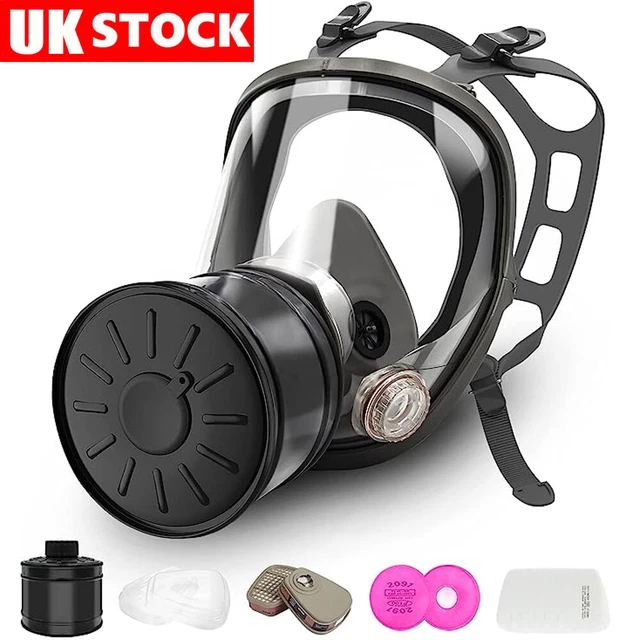 FULL FACE GAS Mask Paint Spray Chemical Factory Respirator Safety Work ...