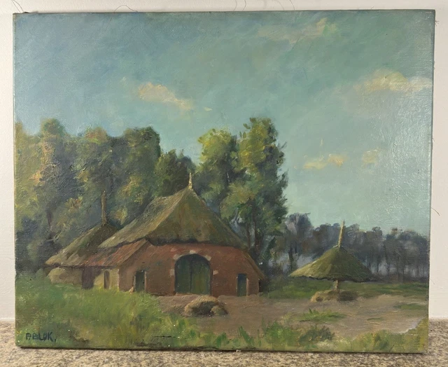 ANCIENNE HUILE SUR toile signée en bas à gauche : paysage 40,5x50 cm ...
