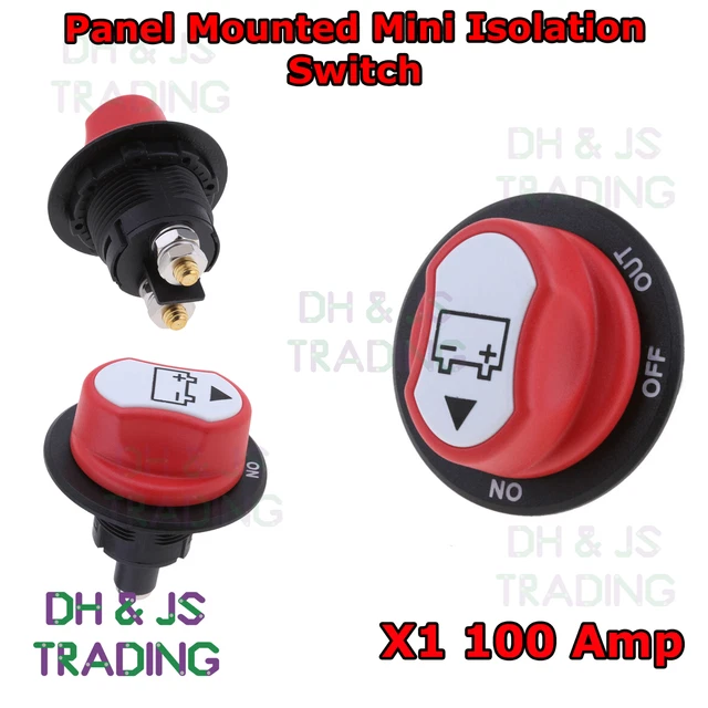 PANEL MOUNTED MINI Battery Isolation Kill Cut Off Switch 12V 100A Kit ...