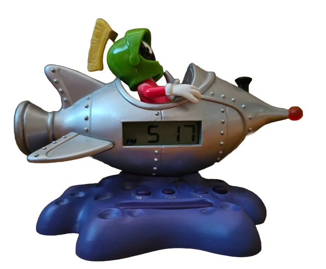 MARVIN THE MARTIAN Rocket Alarm Clock 1998 Looney Tunes Westclox ...