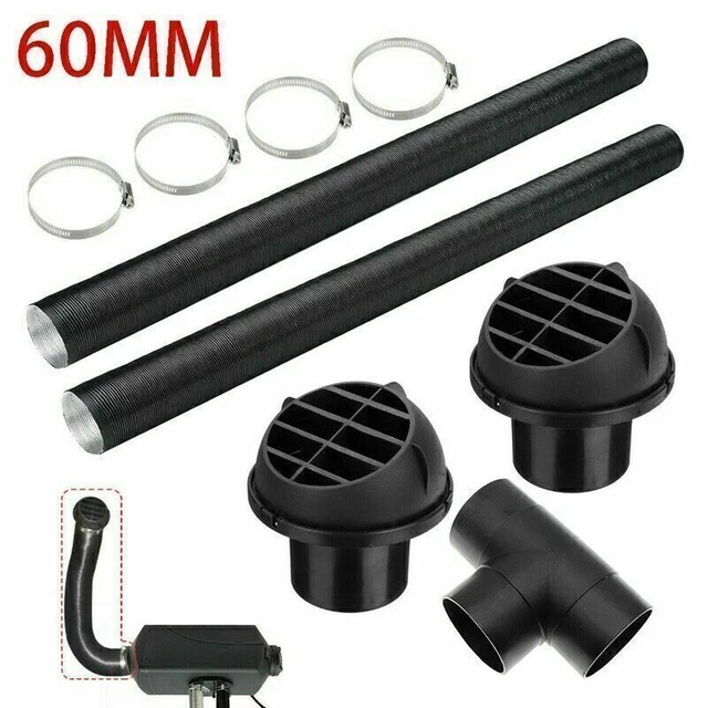 60MM PIPE DUCT T Piece Warm Air Outlet Vent Hose Clips Car Diesel ...