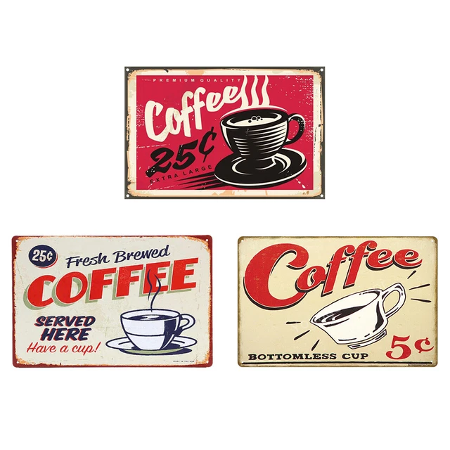 CARTELLI DA PARETE arte da parete bar pub pittura vintage caffè piastra ...