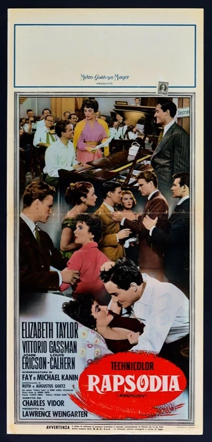 FILM RHAPSODY ELIZABETH Taylor Vittorio Gassman John Ericson Calhern ...