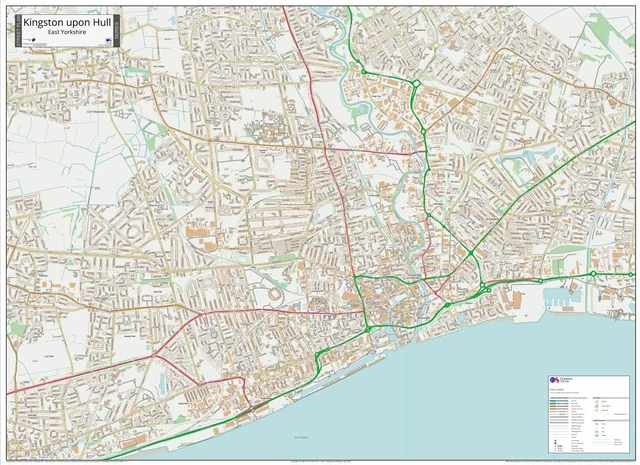 WALL MAP OF HULL - HULL STREET MAP - Street Map Series - LAMINATED ...