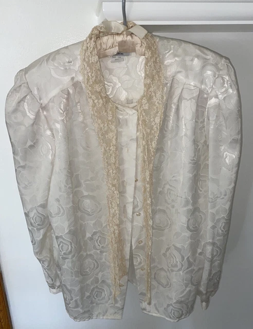 THE BETHANY COLLECTION New York Vintage 70s 80s sash tie neck blouse sz ...