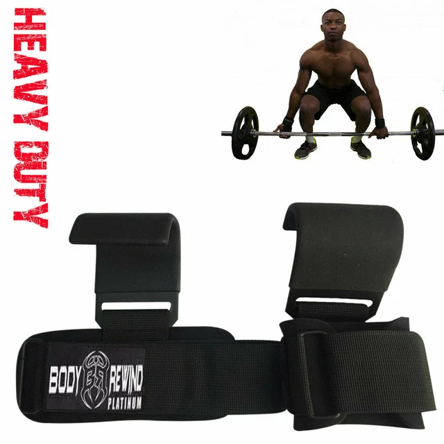 HEAVY-DUTY WEIGHT LIFTING Power HOOKS for Grip DEADLIFT STRAPS Gym Wrist Support EUR 14,45 ...