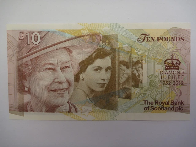 ROYAL BANK OF Scotland 10 pound Diamond Jubilee note - UNC condition ...