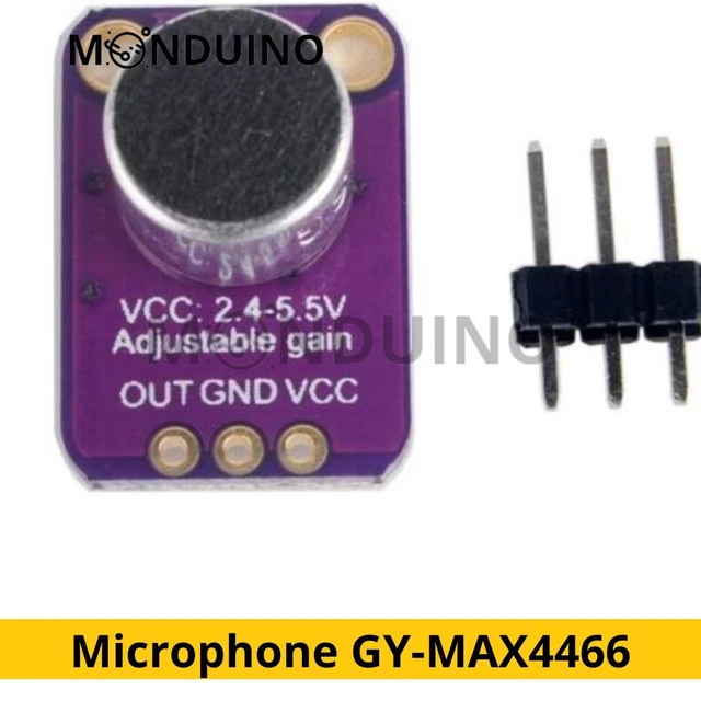 MICROPHONE GY-MAX4466 CAPTEUR déroutement avec Gain réglable Arduino MONDUINO EUR 4,90 - PicClick FR