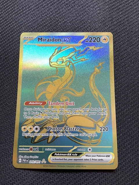MIRAIDON EX 243/091 Paldean Fates Full Art Gold Hyper Rare Pokemon TCG ...