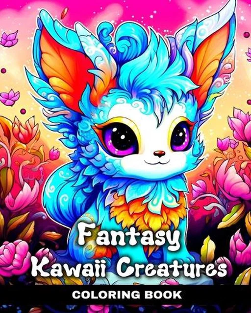 FANTASY KAWAII CREATURES Coloring Book: Kawaii Coloring Pages with Cute ...