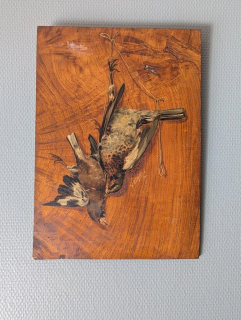 TABLEAU TROMPE-L'OEIL GIBIER huile sur panneau signé V. Olivier 1900 ...