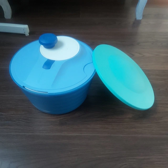 ANCIENNE ESSOREUSE A salade tupperware bleu vintage couvercle de ...