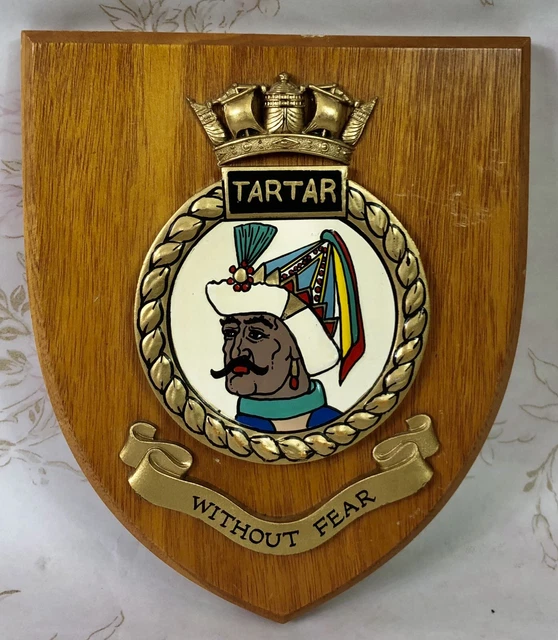 HMS TARTAR BADGE, Tampion, Mess Shield, British Royal Navy Frigate ...