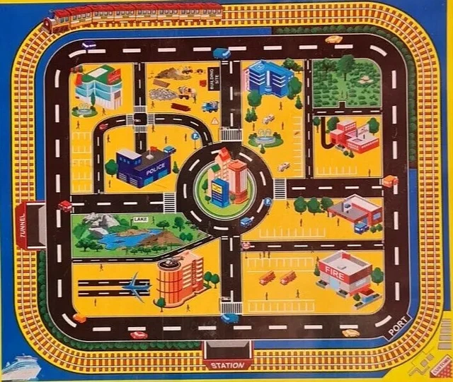 GIANT CITY &PLAYMAT& Road Layout Cars Floor Plastic Mat £3.15 - PicClick UK