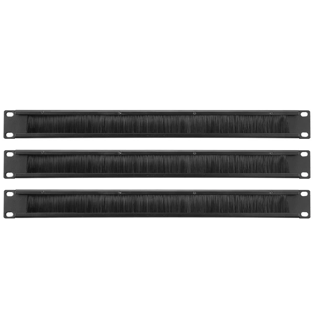 3PCS BRUSH CABLE Manager 1U 19" Horizontal Rack Mount Management Strip ...